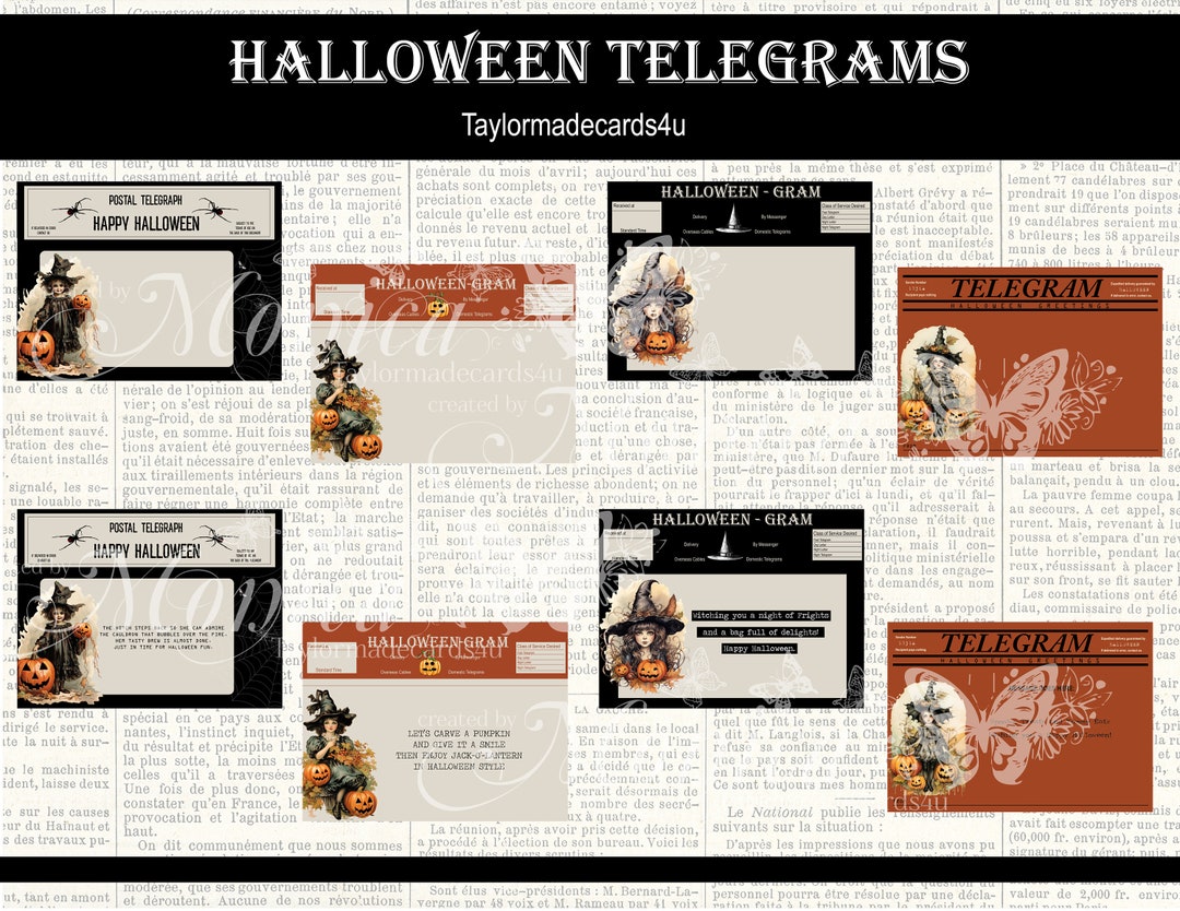 Vintage Printable Halloween Telegrams, Digital Ephemera, Printable ...