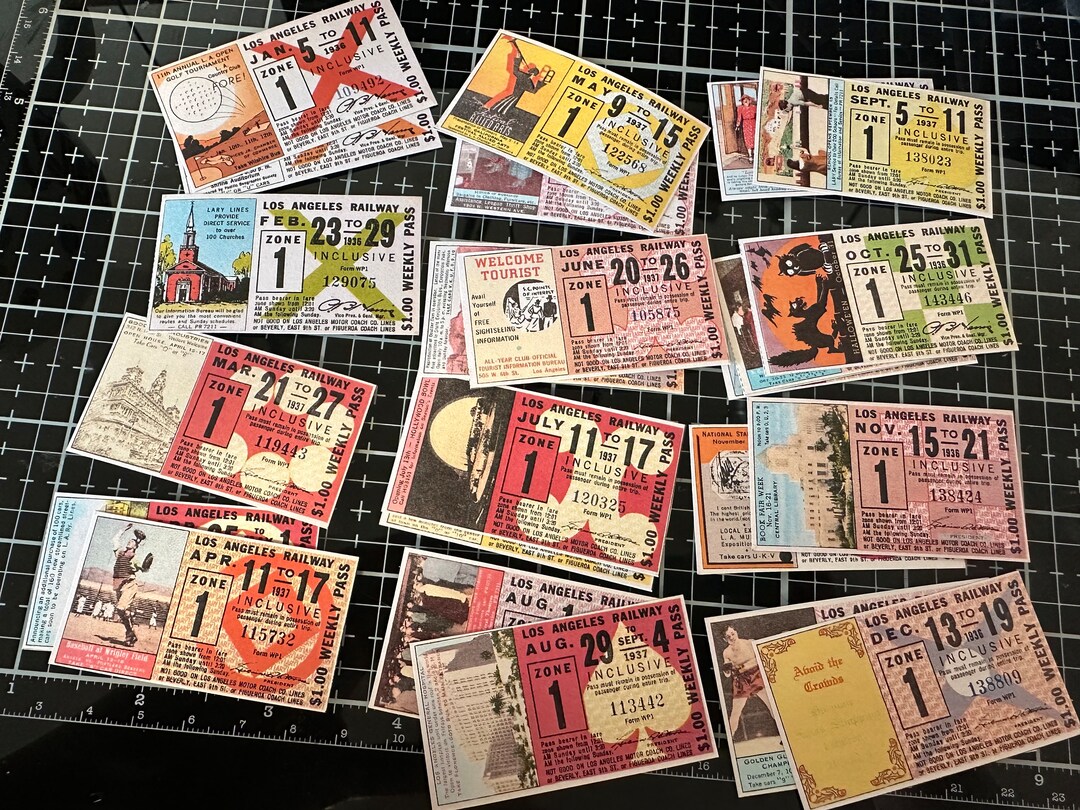 Vintage Inspired Los Angeles Railway Stickers 24 Pieces 2 of Each Month ...