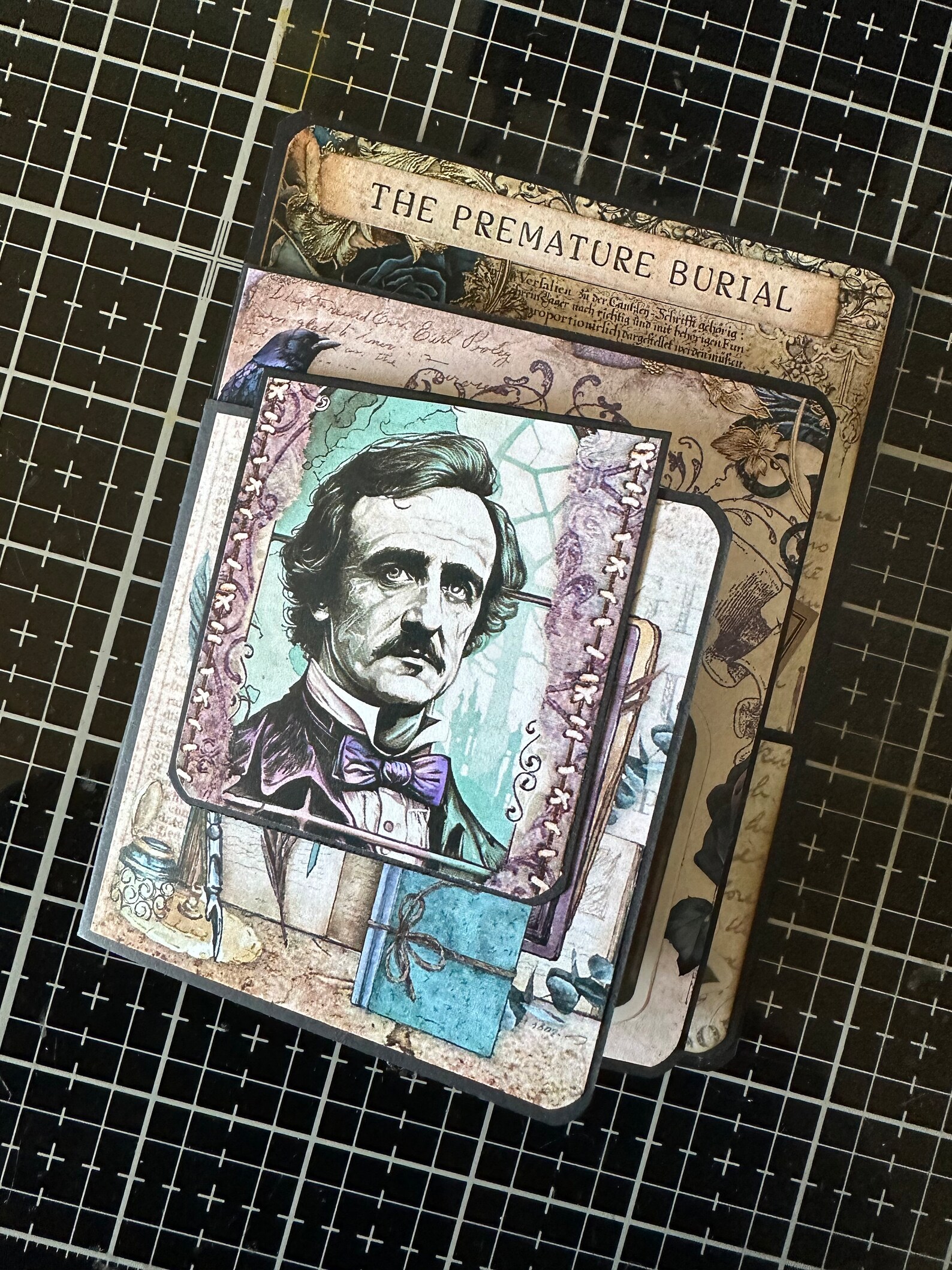 Handmade Tri Fold Card, Halloween Cards, Poe Cards, Skull Cards ...