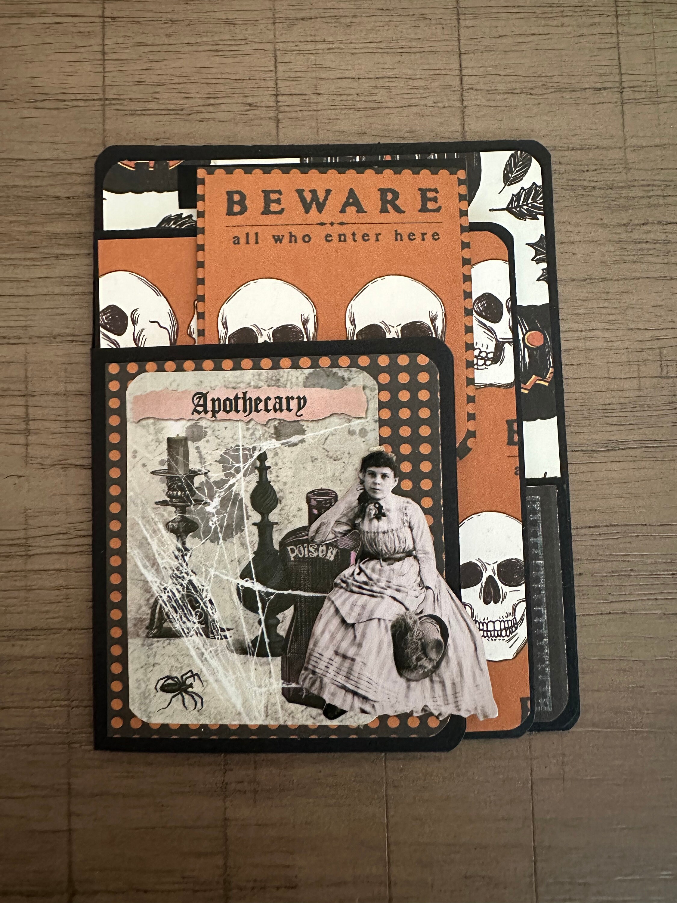 Handmade Tri Fold Card, Halloween Cards, Poe Cards, Skull Cards ...