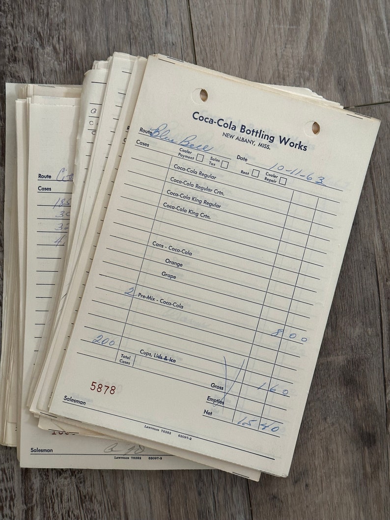 VINTAGE 1963 Coca Cola Invoices - Set of 10 - Etsy