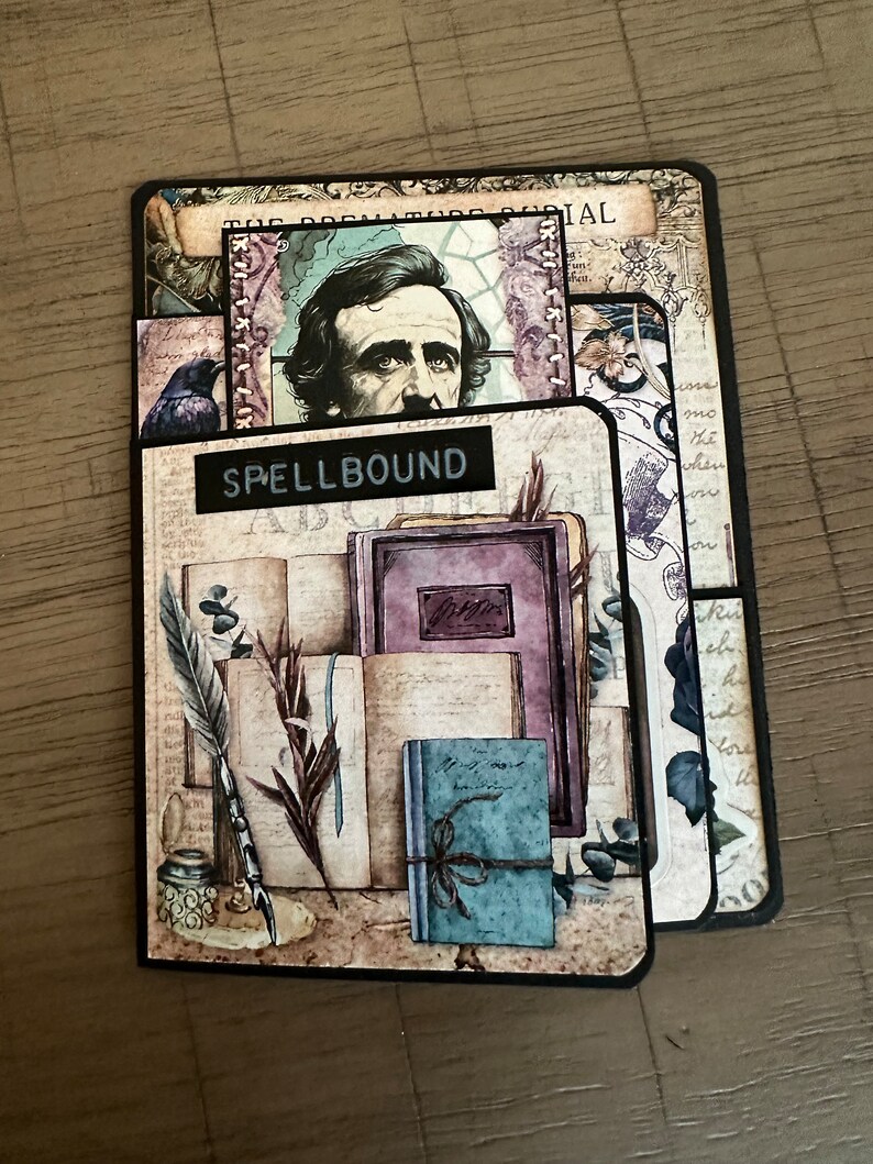 Handmade Tri Fold Card, Halloween Cards, Poe Cards, Skull Cards ...