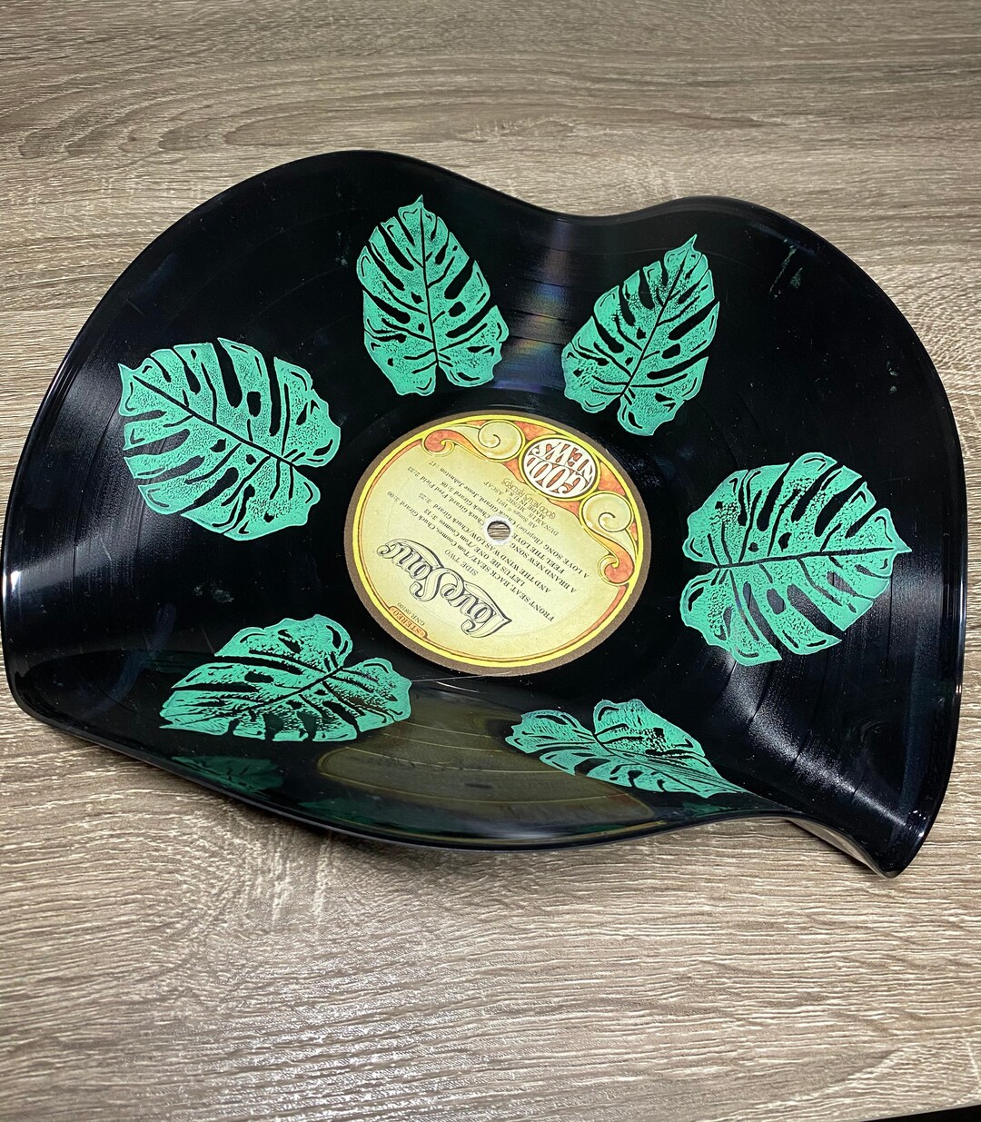 Monstera Leaf Stamp Vinyl Record Bowl - Etsy