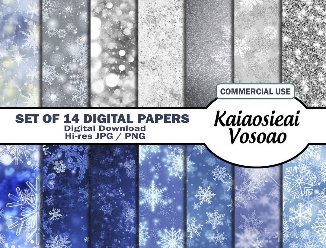Set of 14 Pattern Winter Digital Paper Snow Snowflake Digital - Etsy
