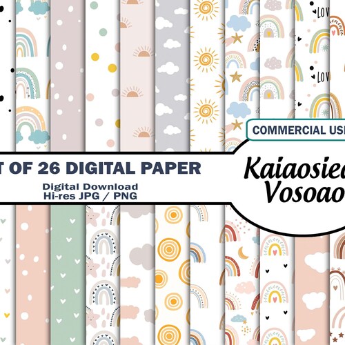 Rainbow Digital Paper Rainbow Pastel Digital Papers Rainbow - Etsy