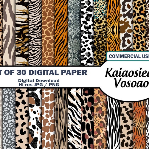 30 Leopard Animal Skin Digital Paper Papers Scrapbook - Etsy