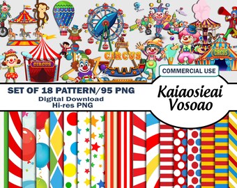 Digital Paper Circus - Etsy