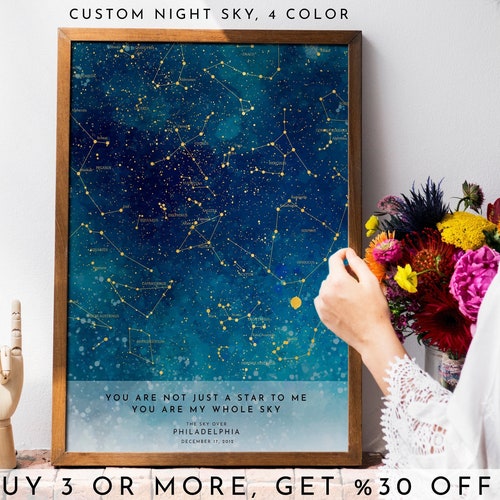 Custom Star Map Night Sky Print Star Map Constellation - Etsy