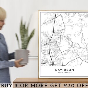 DAVIDSON City Map PRINTABLE Black and White Wall Art Poster Modern Minimalist Office Decoration ...