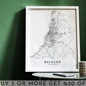 BACOLOD City Map PRINTABLE Black and White Wall Art Poster Modern ...