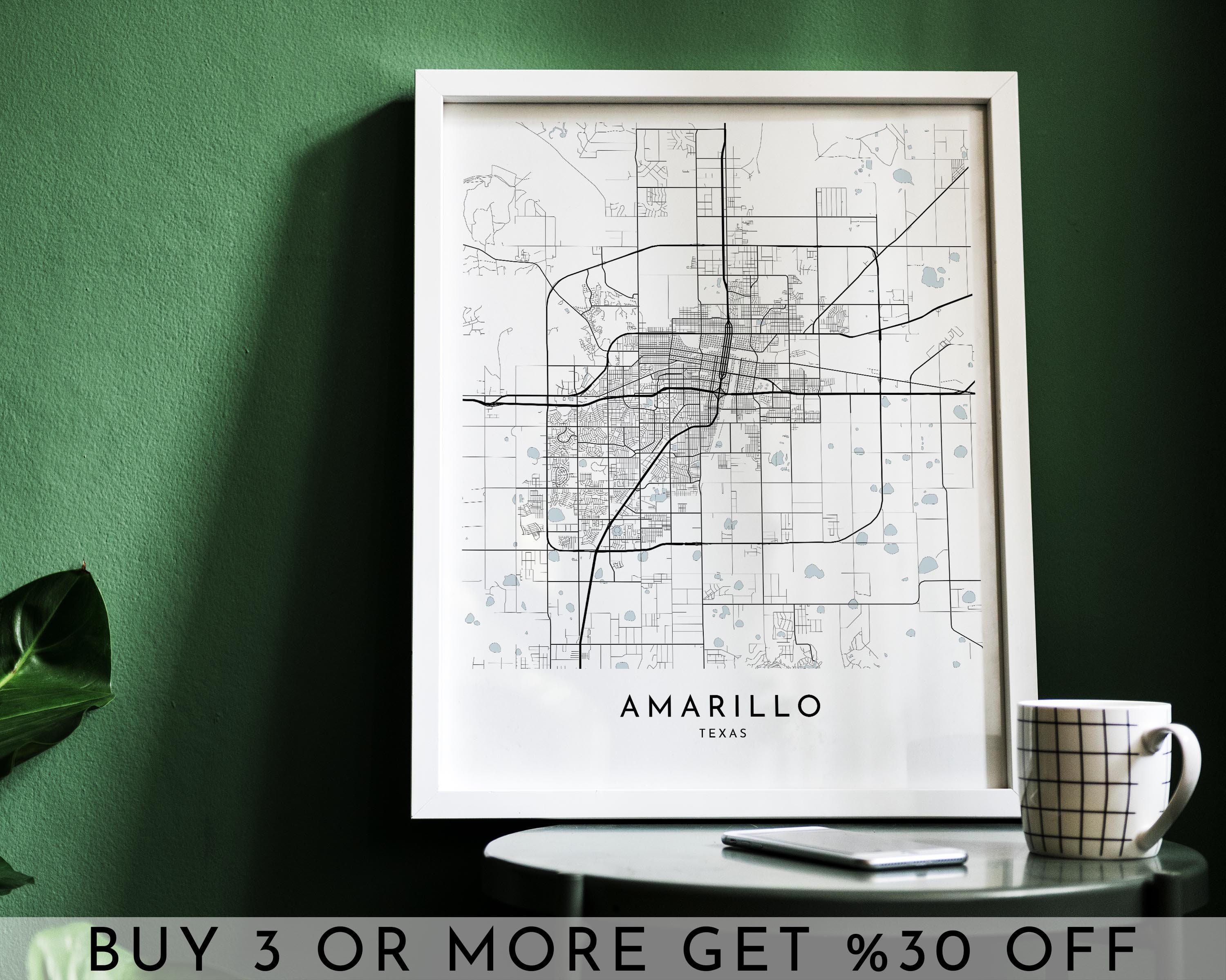 AMARILLO City Map PRINTABLE Black and White Wall Art Poster - Etsy