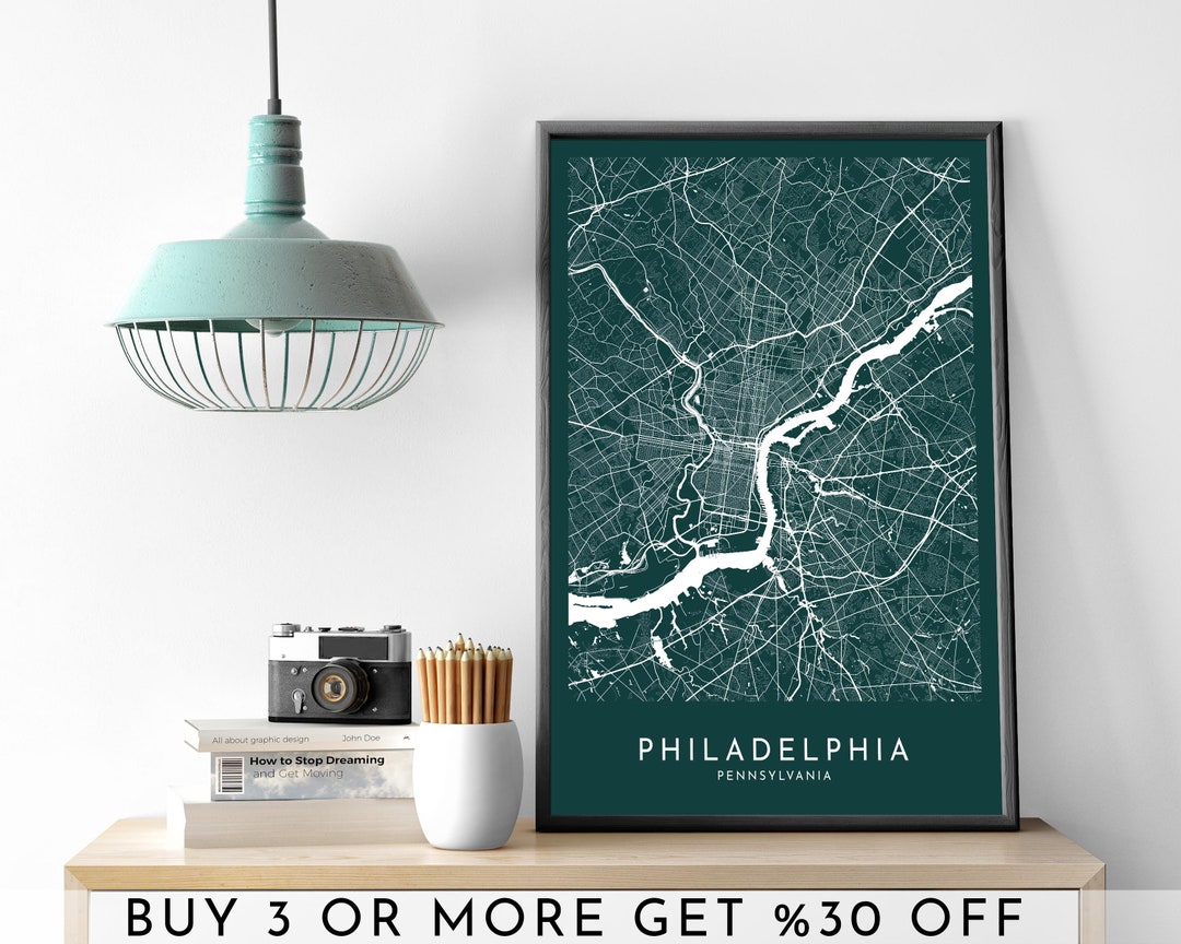PHILADELPHIA City Map PRINTABLE Color Wall Art Poster Modern Minimalist ...