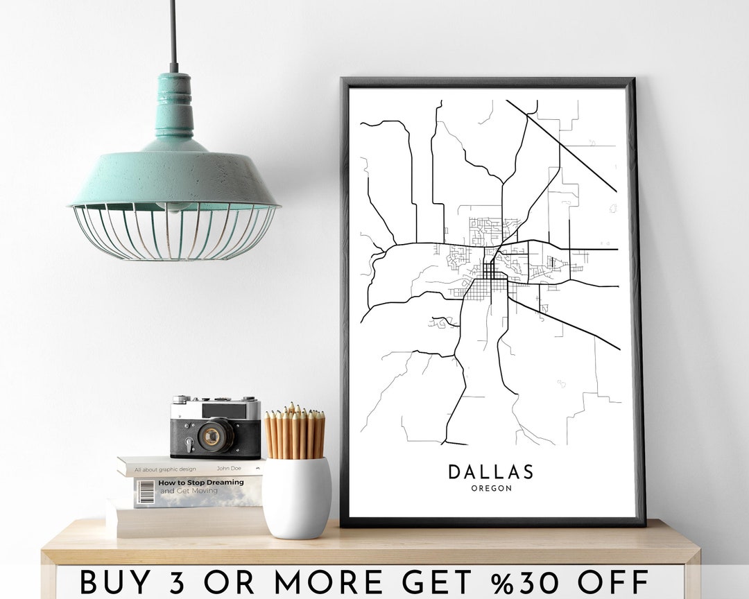 DALLAS City Map PRINTABLE Black and White Wall Art Poster - Etsy