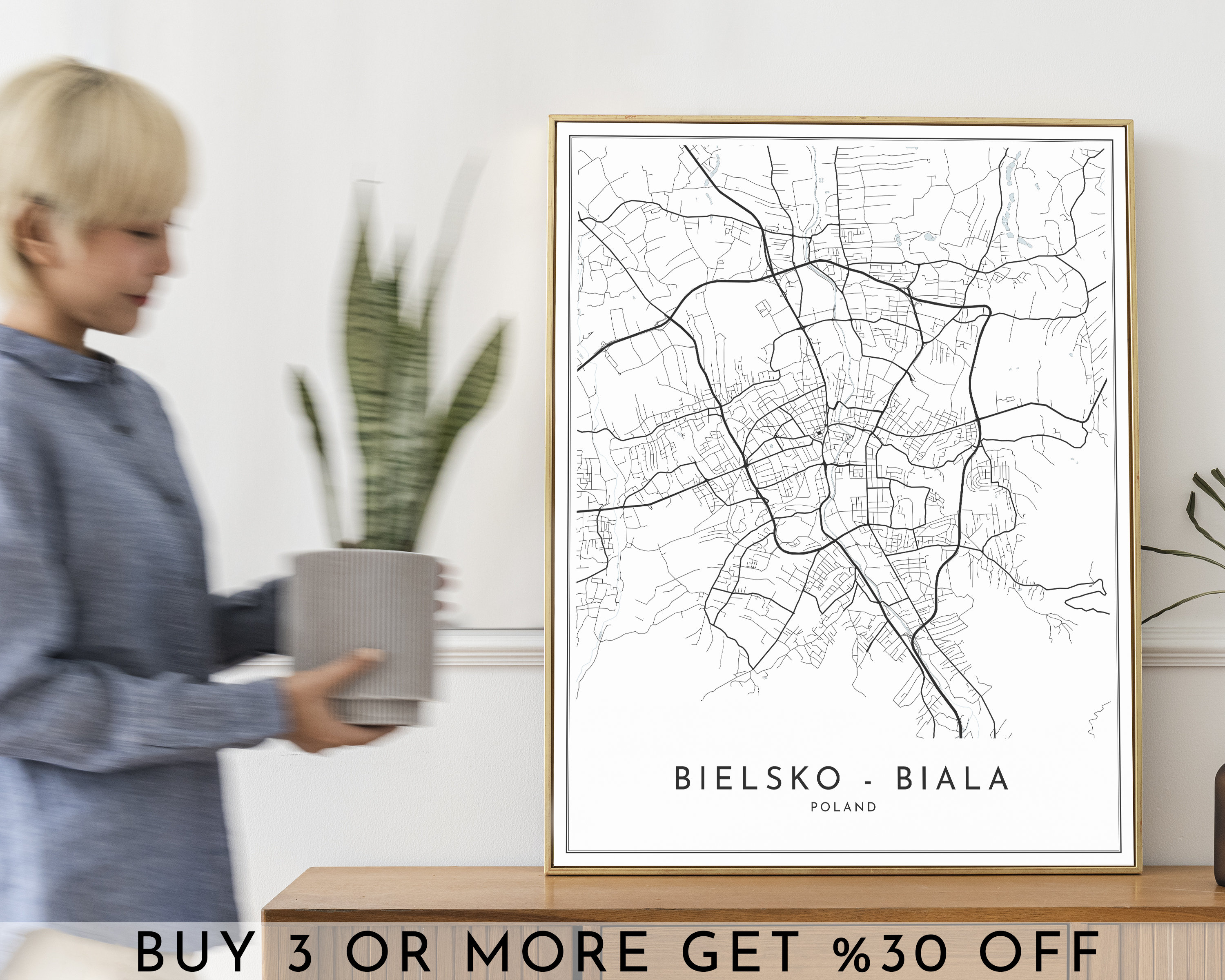 Bielsko Biala City Map PRINTABLE Black and White Wall Art - Etsy