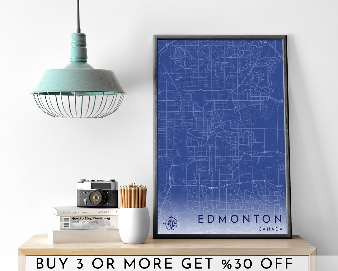 EDMONTON Mapa de la ciudad IMPRIMIBLE Plano Mapa Arte de la pared ...