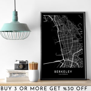 BERKELEY City Map PRINTABLE Black and White Dark Map Wall Art Poster ...
