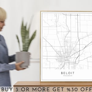 BELOIT City Map PRINTABLE Black and White Wall Art Poster Modern ...
