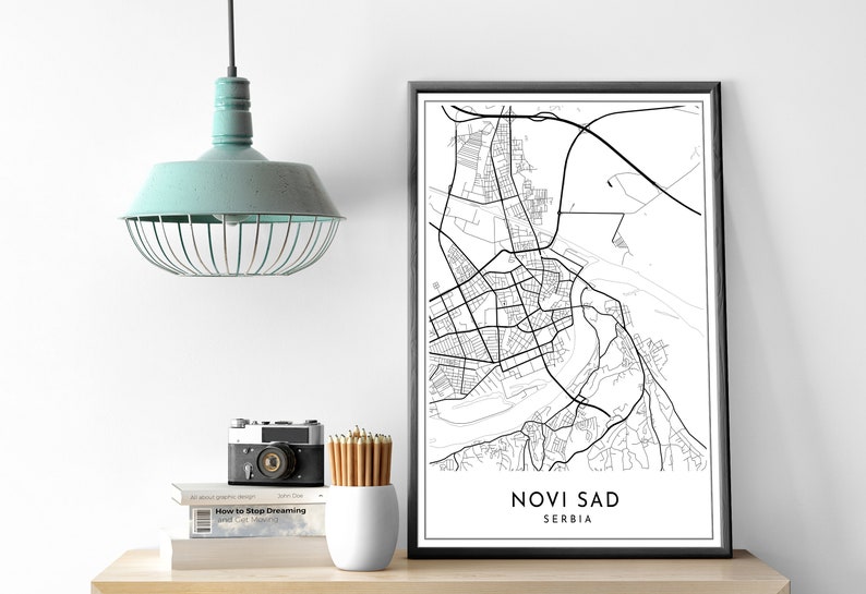 NOVI SAD City Map PRINTABLE Black and White Wall Art Poster | Etsy