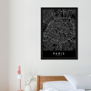 PARIS City Map PRINTABLE Black and White Dark Map Wall Art - Etsy
