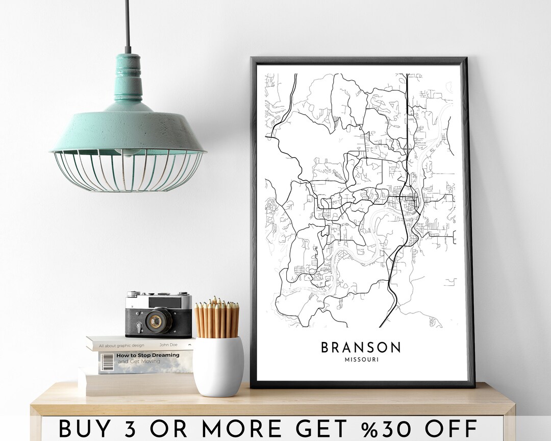 BRANSON City Map PRINTABLE Black and White Wall Art Poster Modern ...
