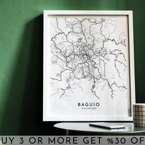 BAGUIO City Map PRINTABLE Black and White Wall Art Poster Modern ...