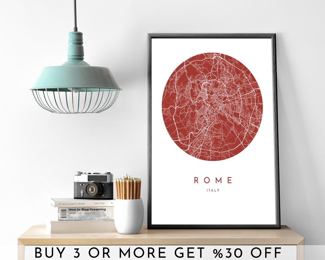 ROME City Map PRINTABLE Color Wall Art Poster Modern Minimalist Office ...