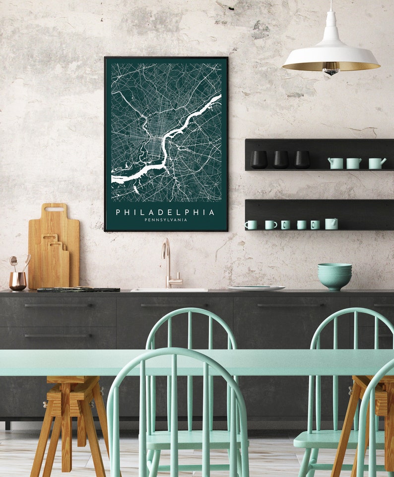 PHILADELPHIA City Map PRINTABLE Color Wall Art Poster Modern - Etsy