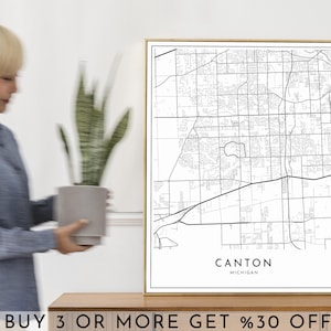 CANTON City Map PRINTABLE Black and White Wall Art Poster Modern ...
