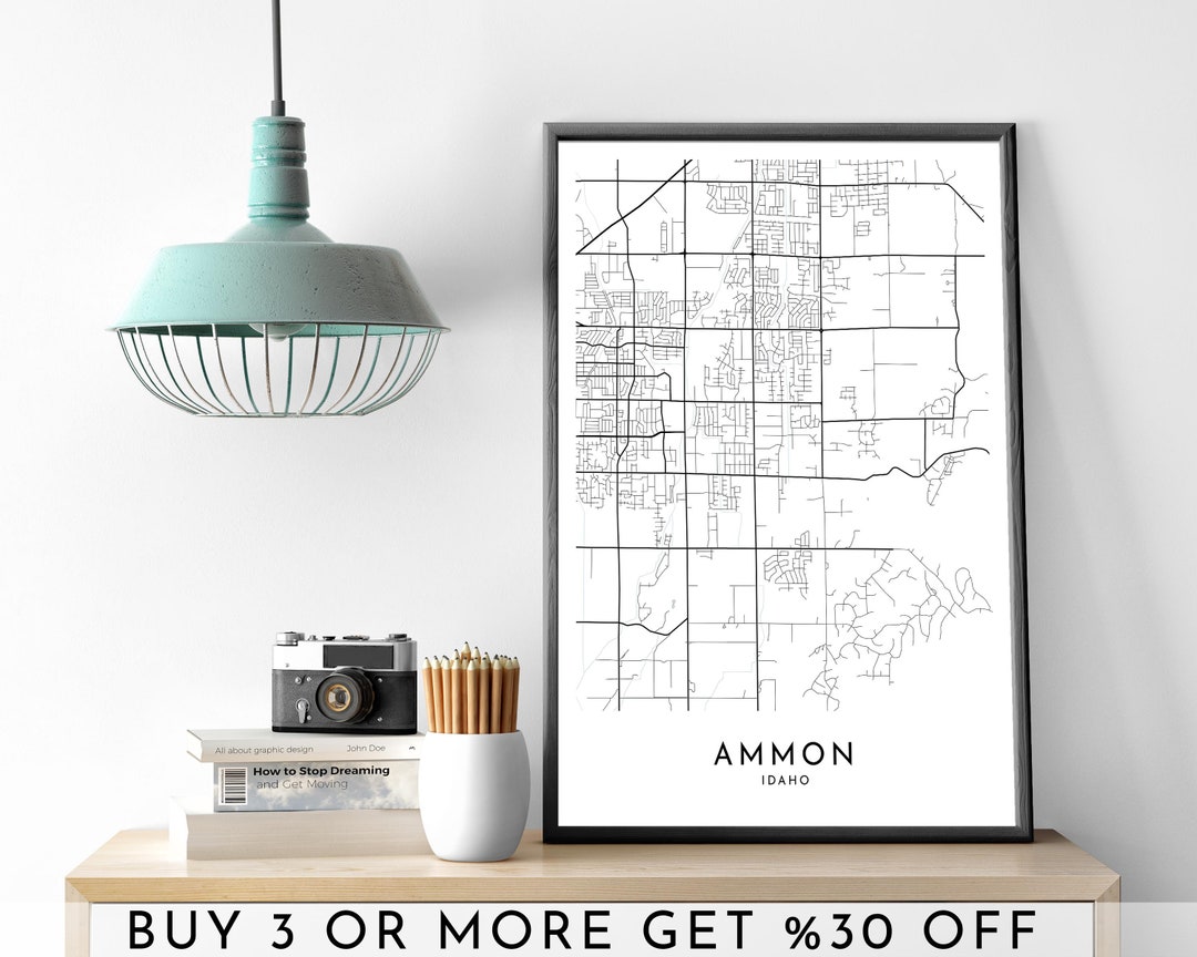 AMMON City Map PRINTABLE Black and White Wall Art Poster Modern ...