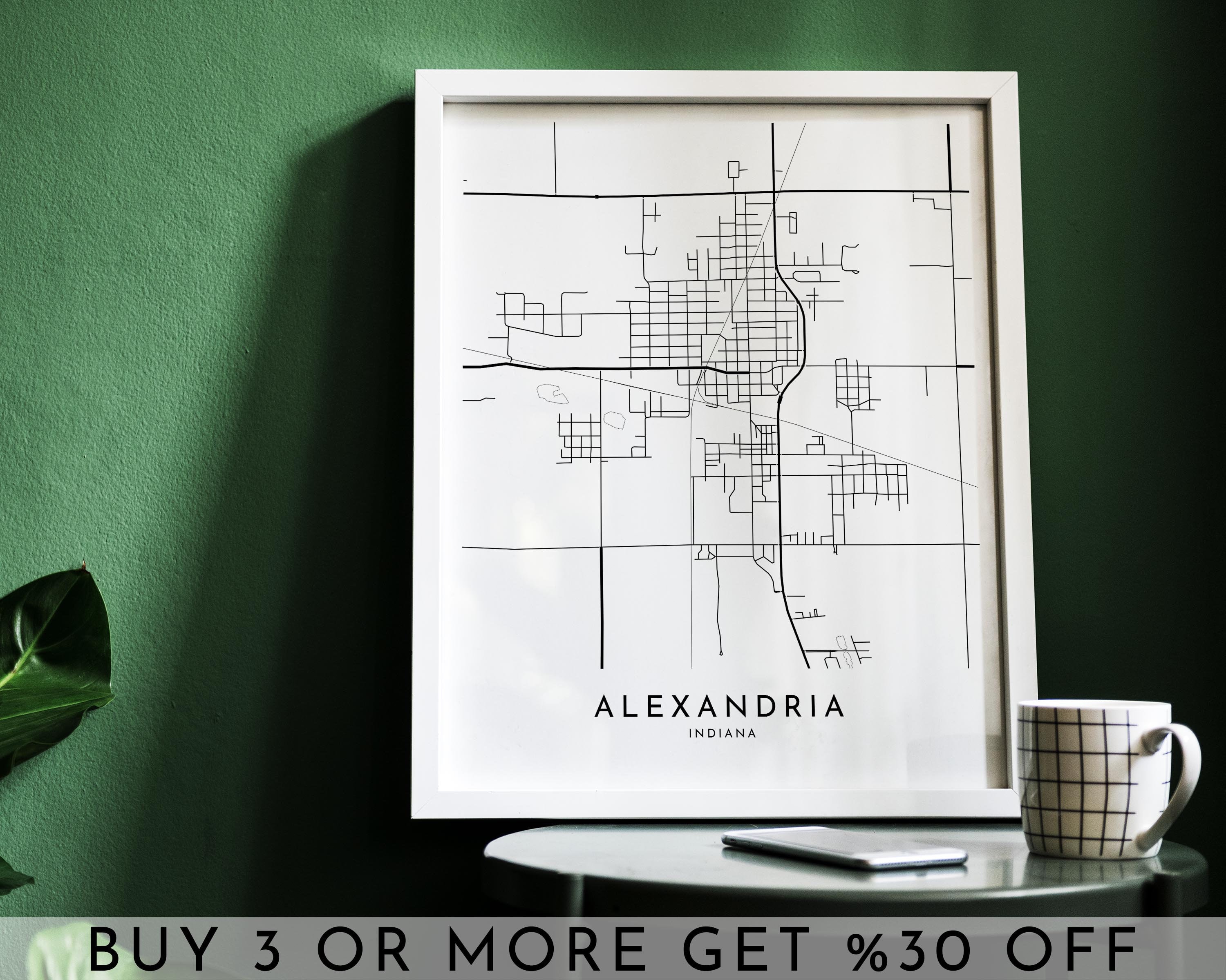 ALEXANDRIA City Map PRINTABLE Black and White Wall Art Poster - Etsy