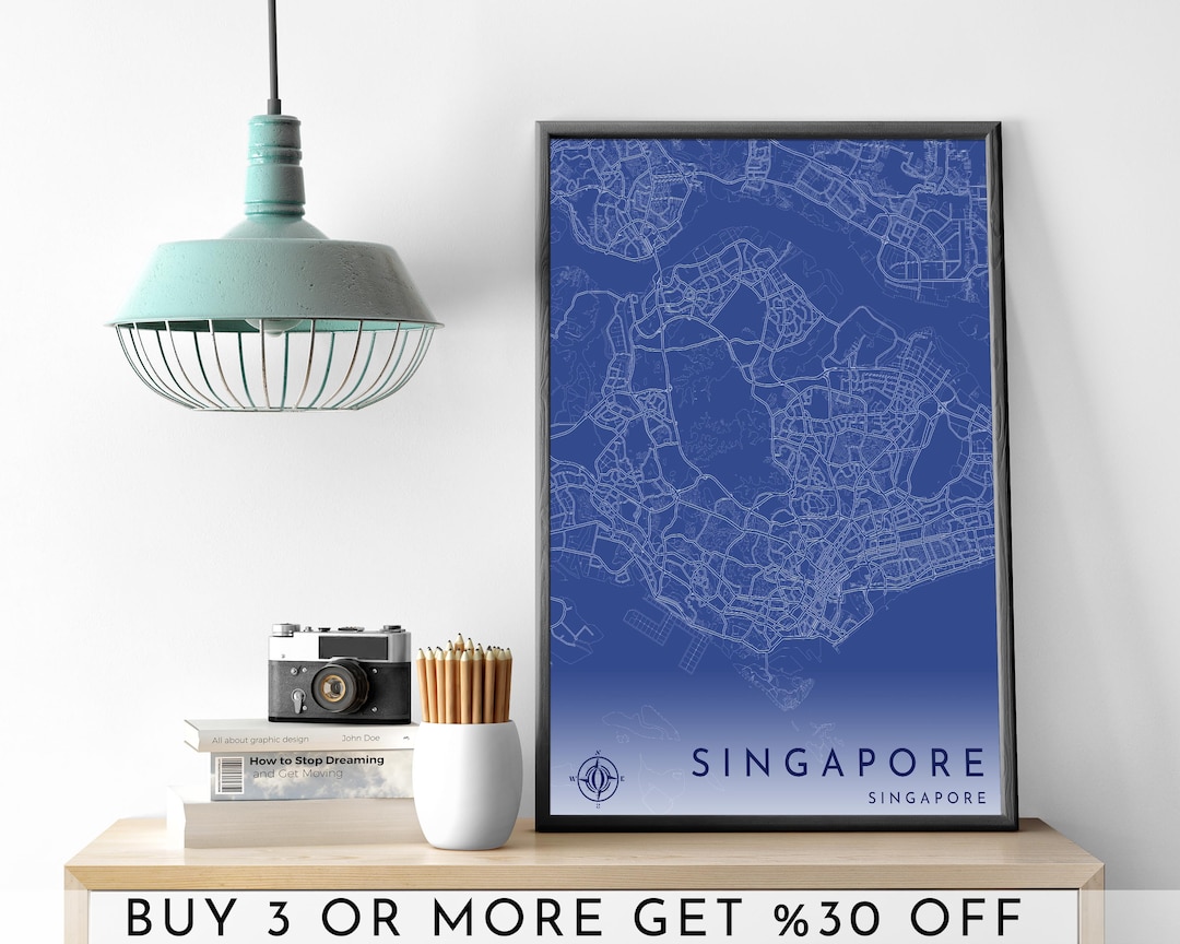 SINGAPORE City Map PRINTABLE Blueprint Map Wall Art Poster Modern ...
