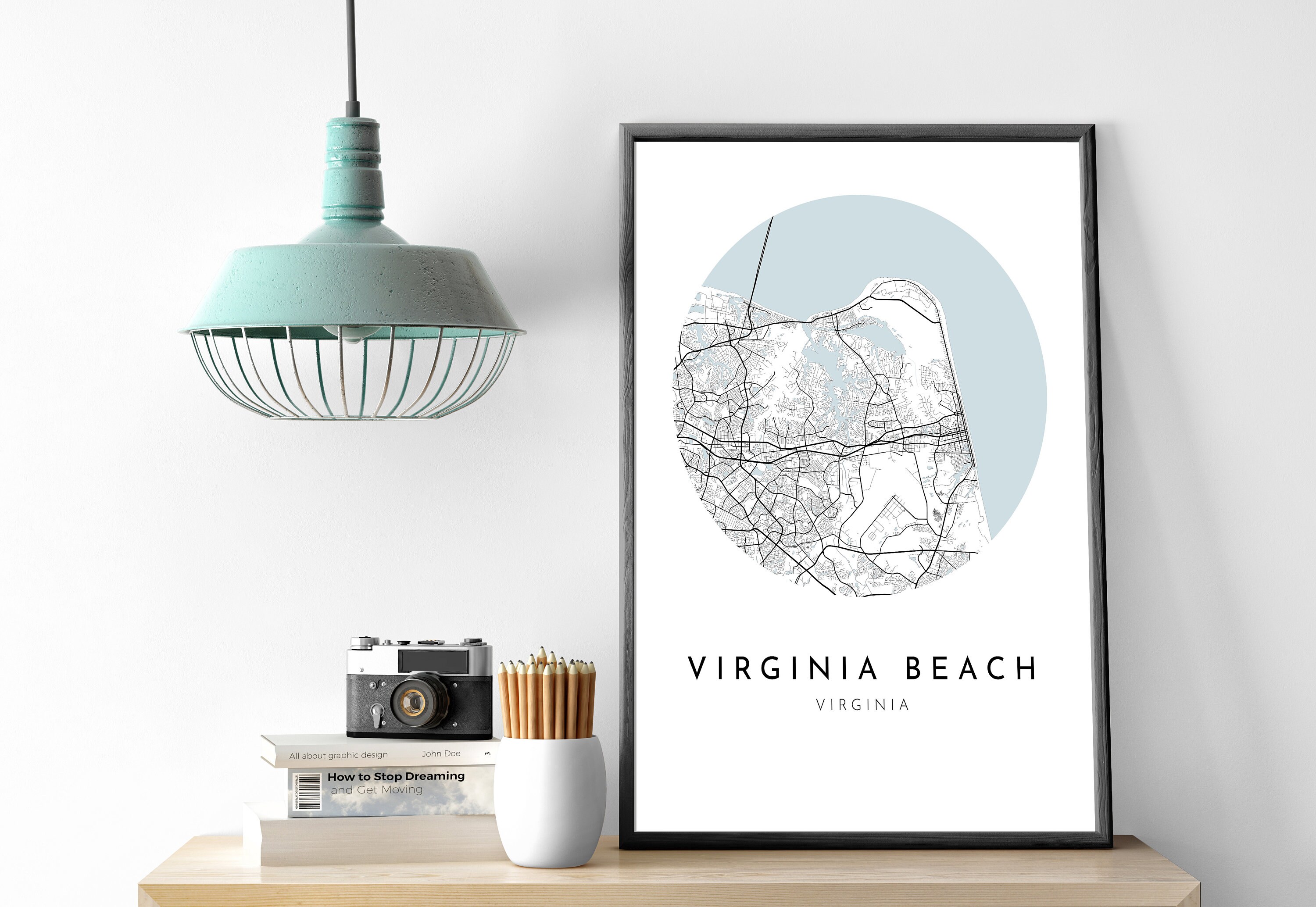 VIRGINIA BEACH City Map PRINTABLE Black and White Circle Map | Etsy