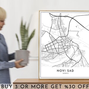 NOVI SAD City Map PRINTABLE Black and White Wall Art Poster Modern ...