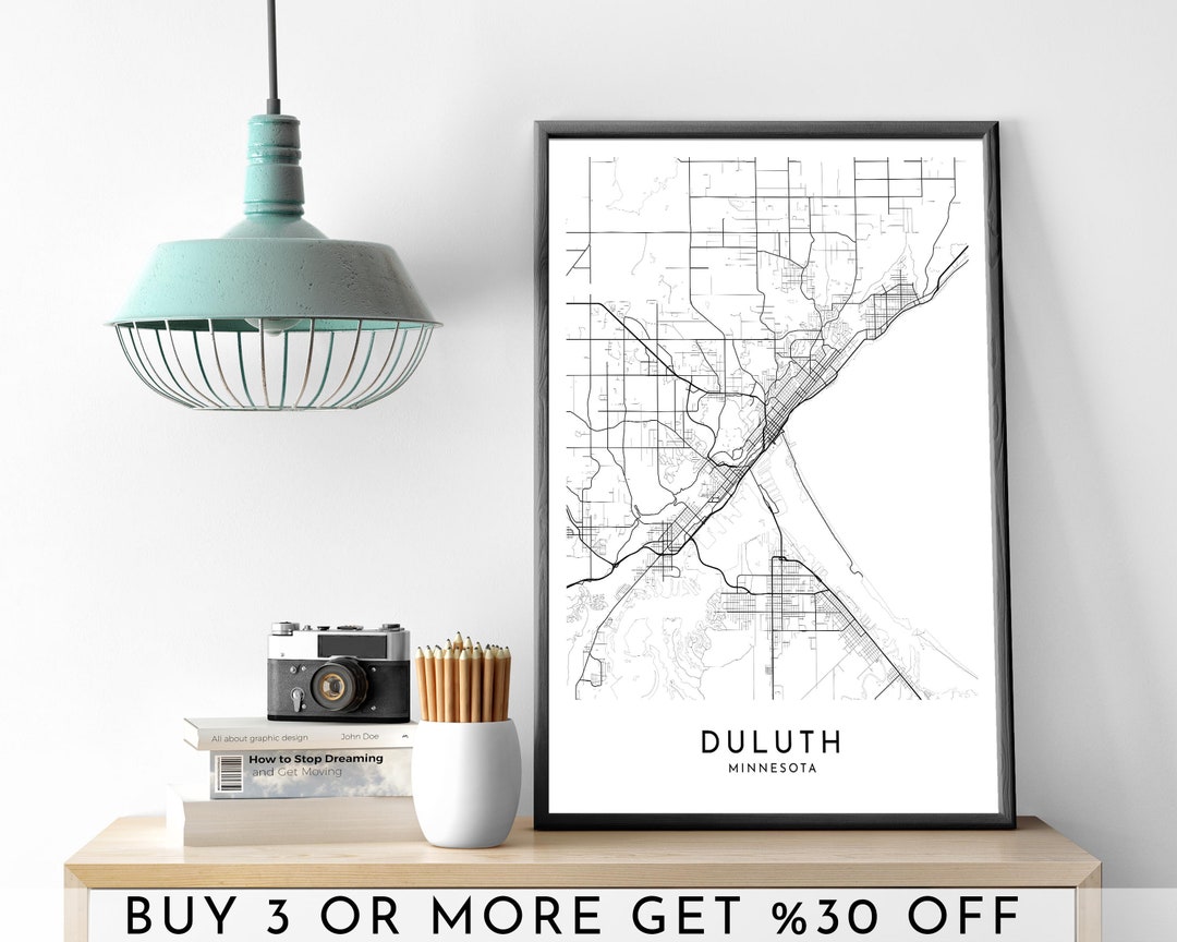 DULUTH City Map PRINTABLE Black and White Wall Art Poster Modern ...