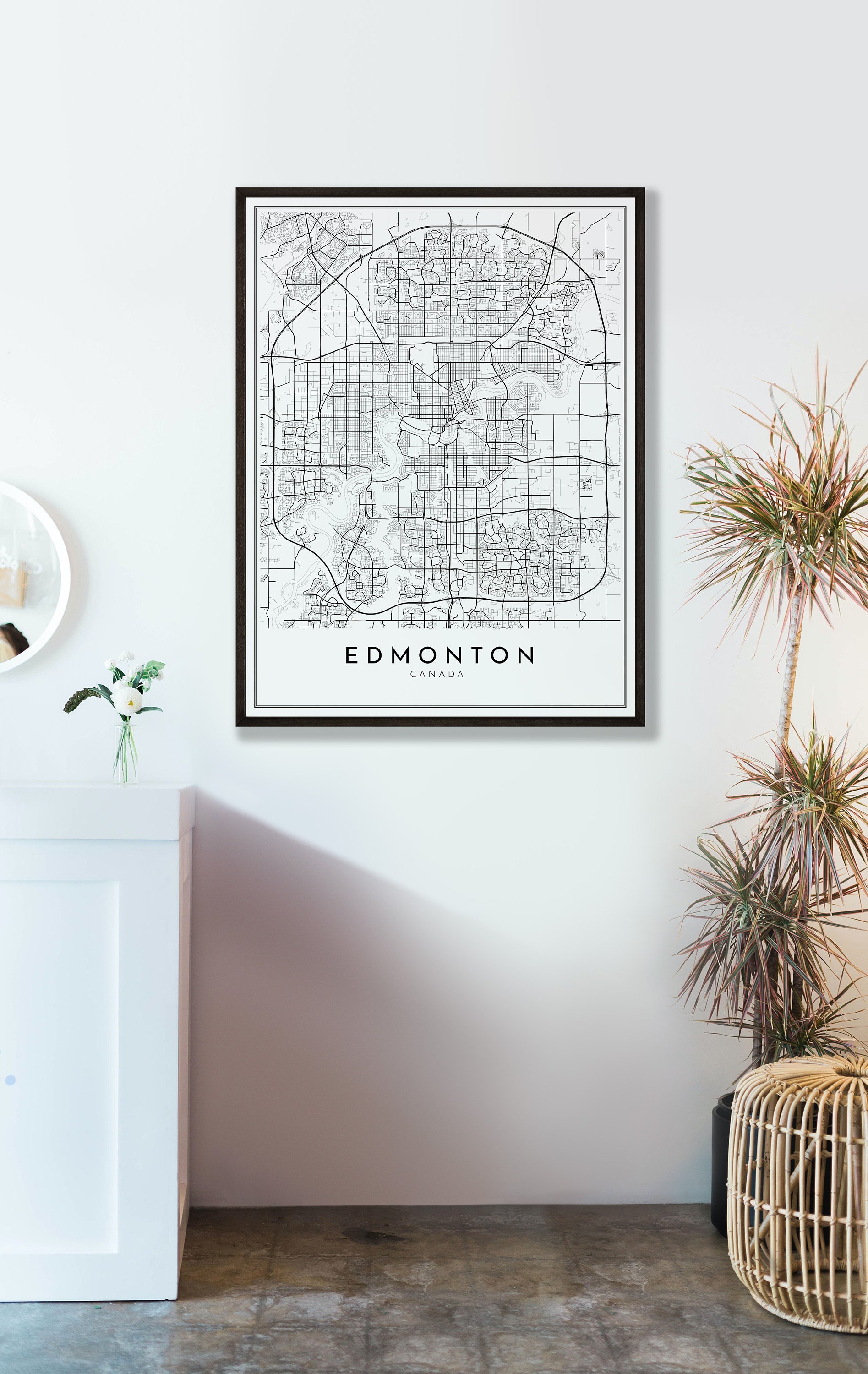 EDMONTON City Map PRINTABLE Black and White Wall Art Poster - Etsy