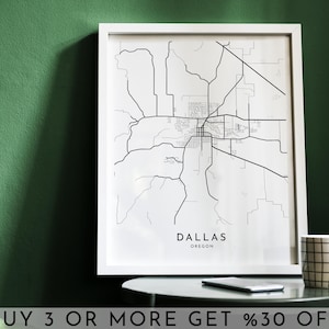 DALLAS City Map PRINTABLE Black and White Wall Art Poster Modern ...