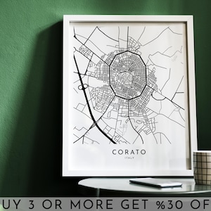 CORATO City Map PRINTABLE Black and White Wall Art Poster Modern ...