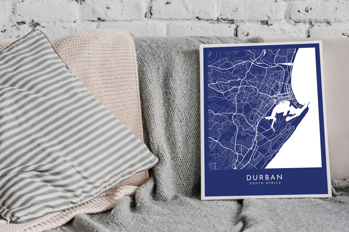 DURBAN City Map PRINTABLE Color Wall Art Poster Modern | Etsy