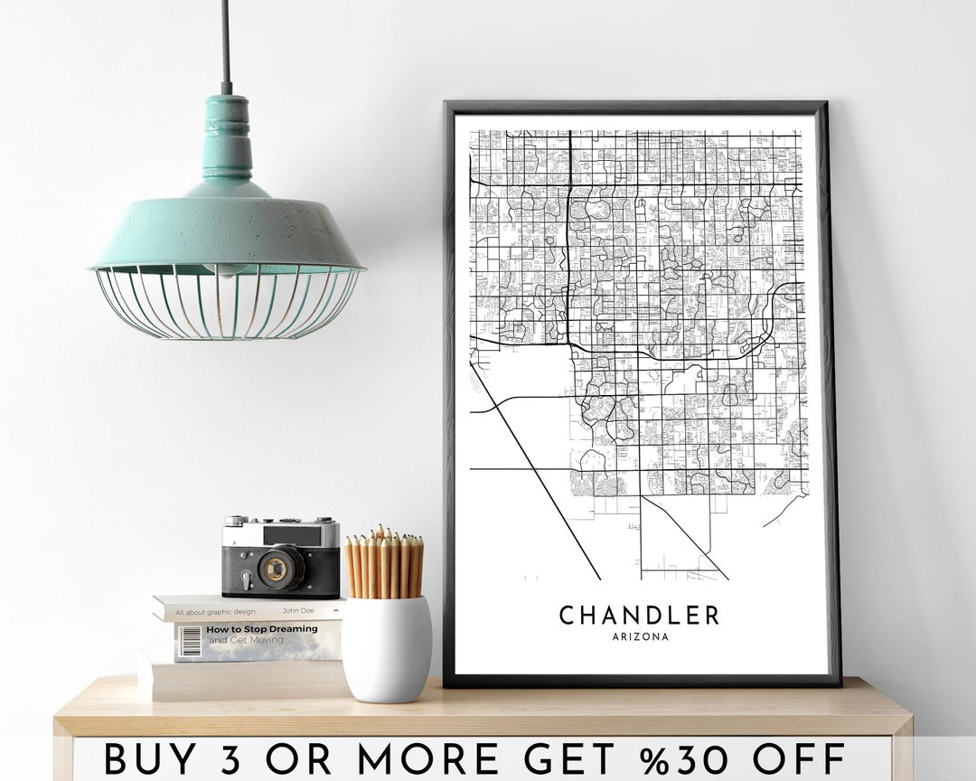 CHANDLER City Map PRINTABLE Black and White Wall Art Poster Modern ...