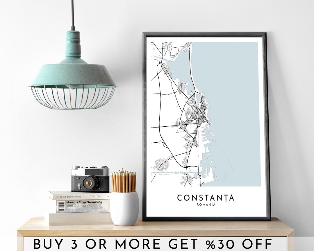 CONSTANTA City Map PRINTABLE Black and White Wall Art Poster Modern ...