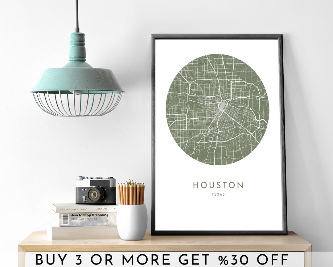HOUSTON City Map PRINTABLE Color Wall Art Poster Modern Minimalist ...