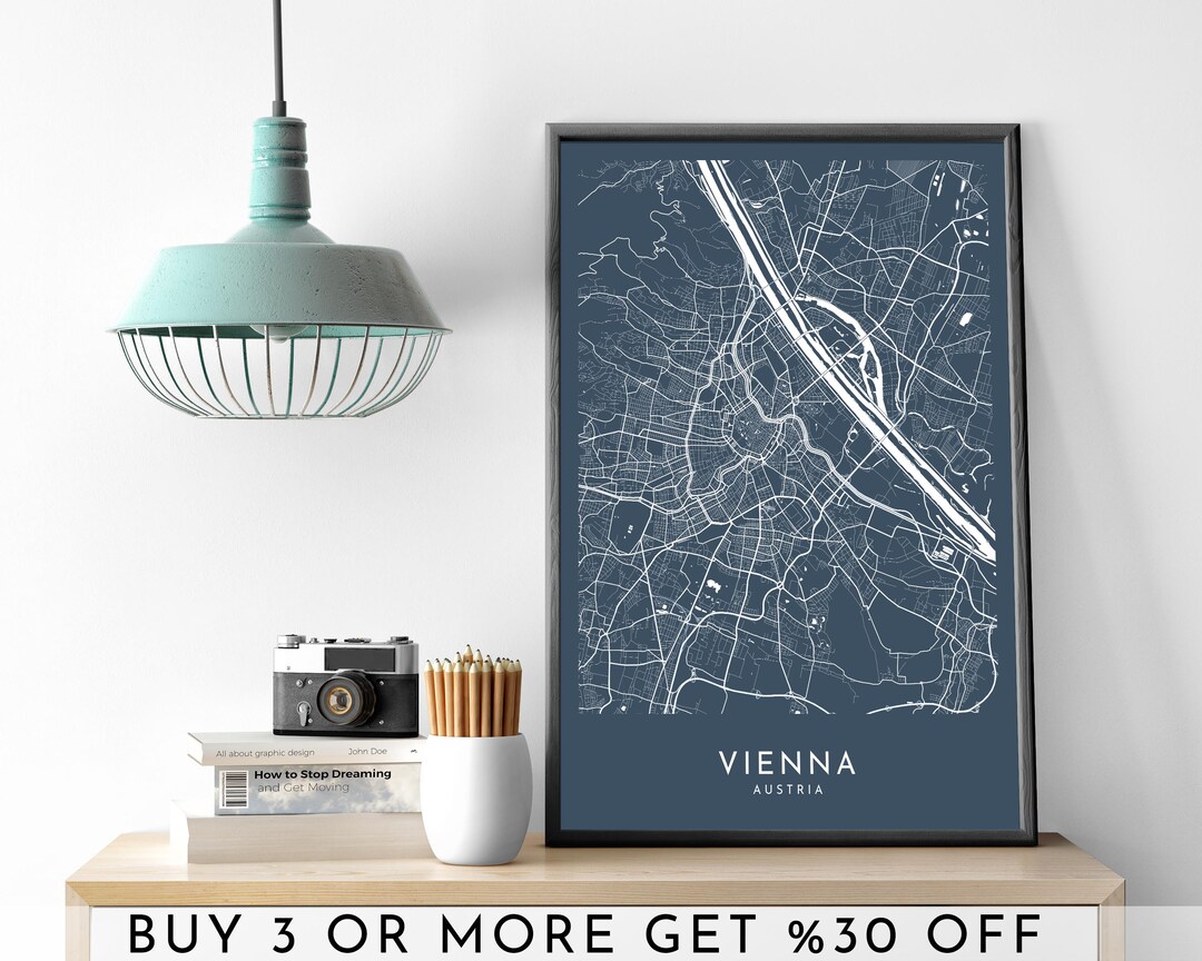VIENNA City Map PRINTABLE Color Wall Art Poster Modern Minimalist ...