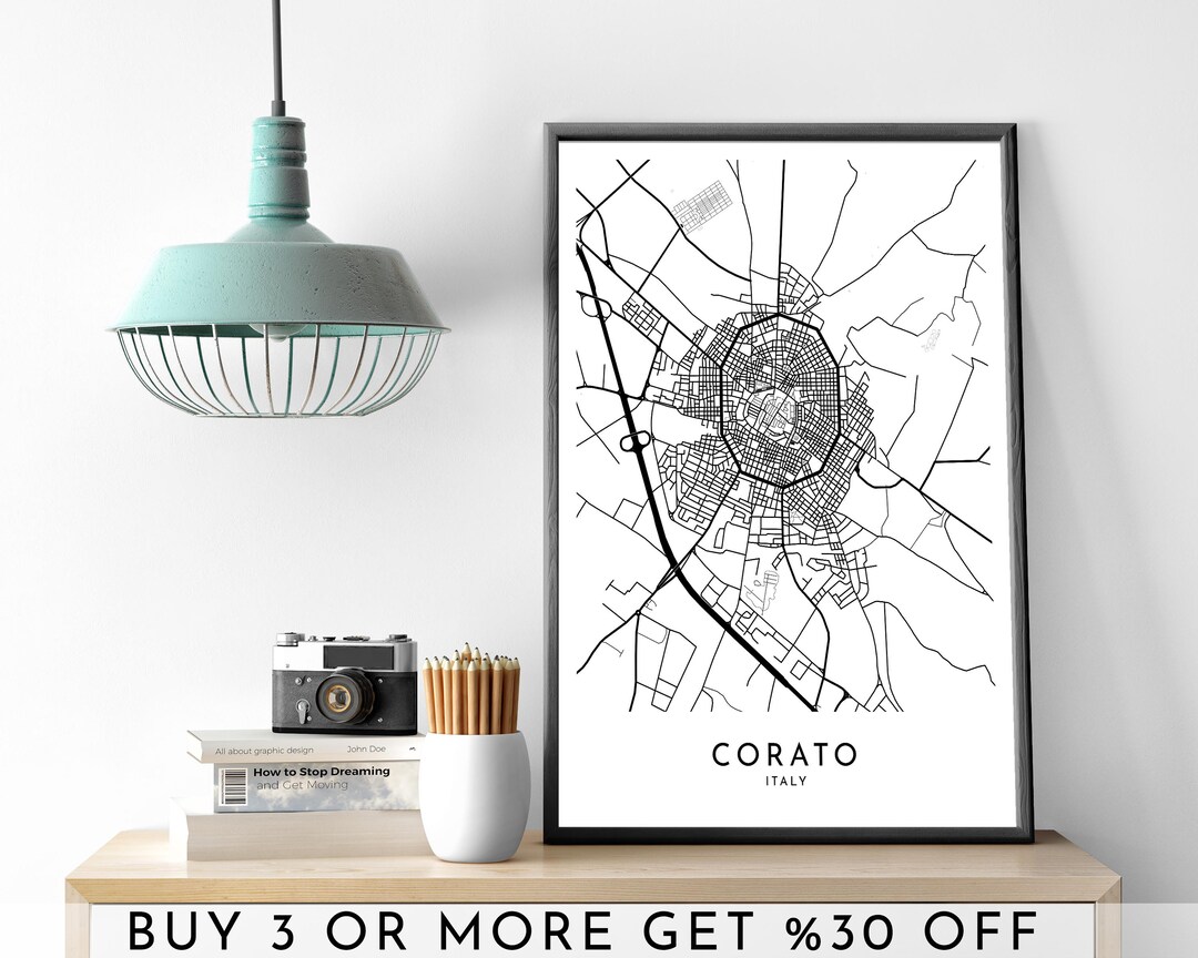 CORATO City Map PRINTABLE Black and White Wall Art Poster Modern ...