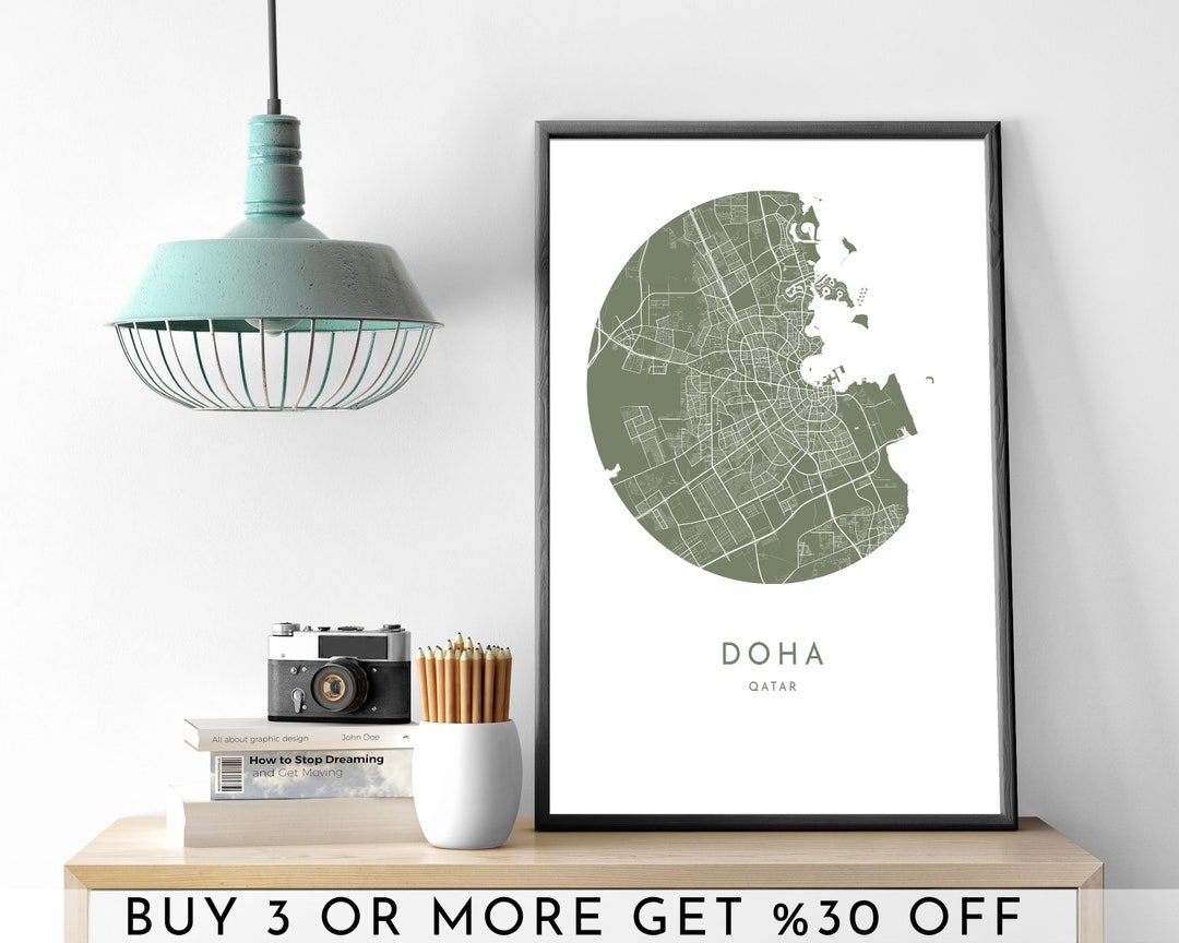 DOHA City Map PRINTABLE Color Wall Art Poster Modern Minimalist Office ...