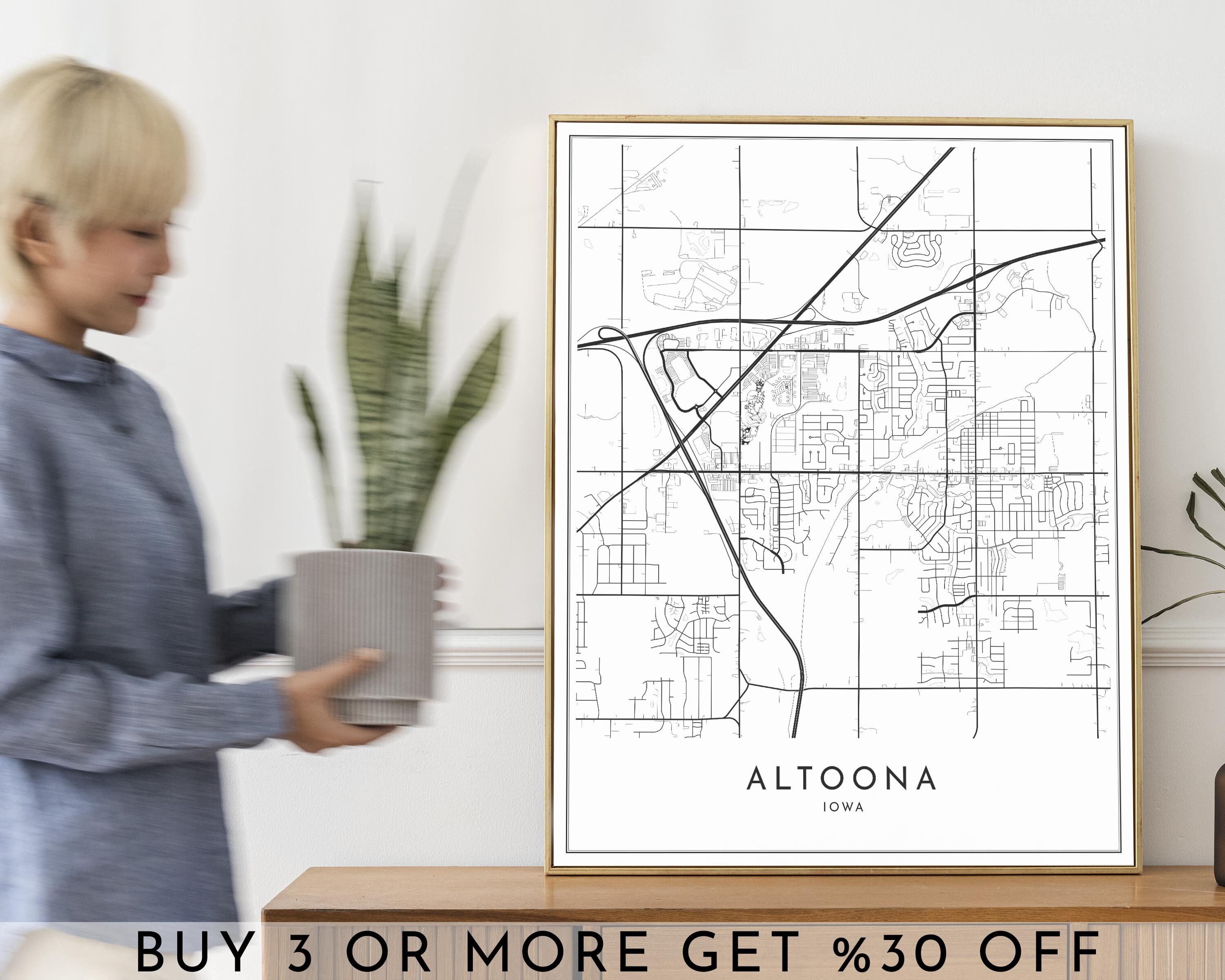 ALTOONA City Map PRINTABLE Black and White Wall Art Poster - Etsy