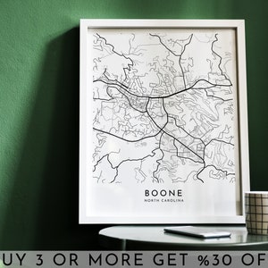 BOONE City Map PRINTABLE Black and White Wall Art Poster Modern ...