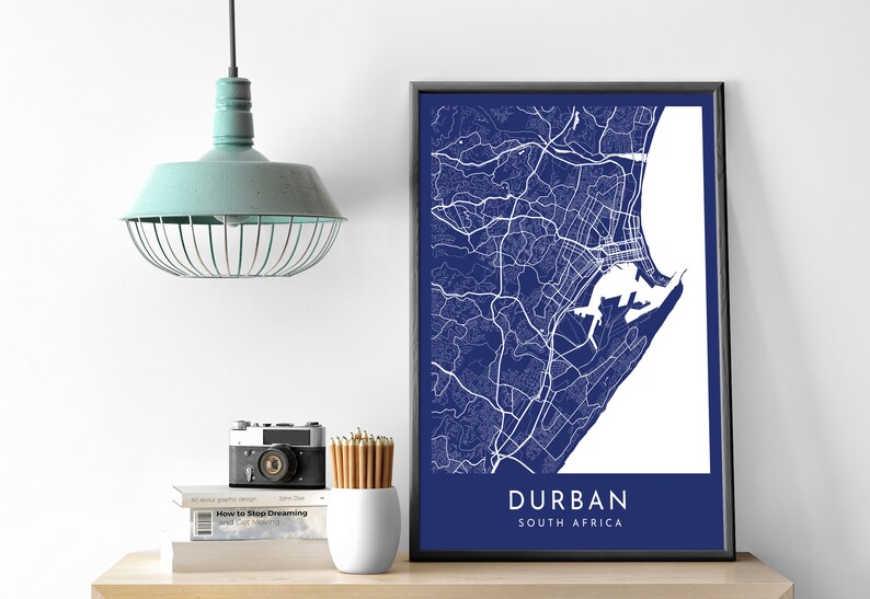 DURBAN City Map PRINTABLE Color Wall Art Poster Modern - Etsy