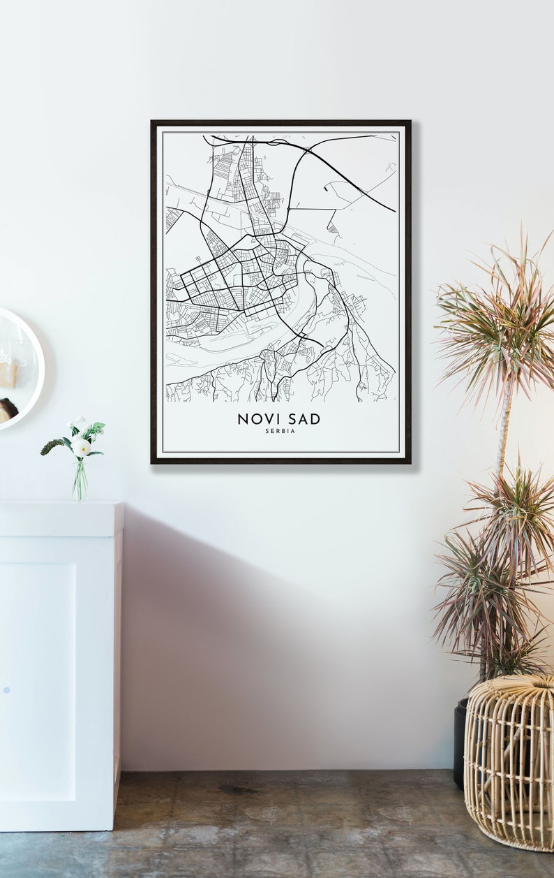 NOVI SAD City Map PRINTABLE Black and White Wall Art Poster | Etsy