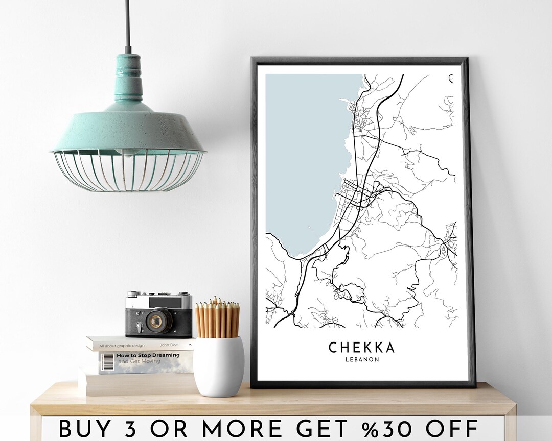 CHEKKA City Map PRINTABLE Black and White Wall Art Poster Modern ...
