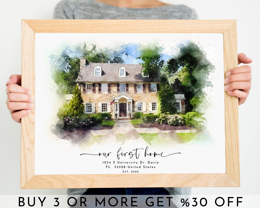 Custom Home Portrait Painting - First Home Gift Idea - Etsy